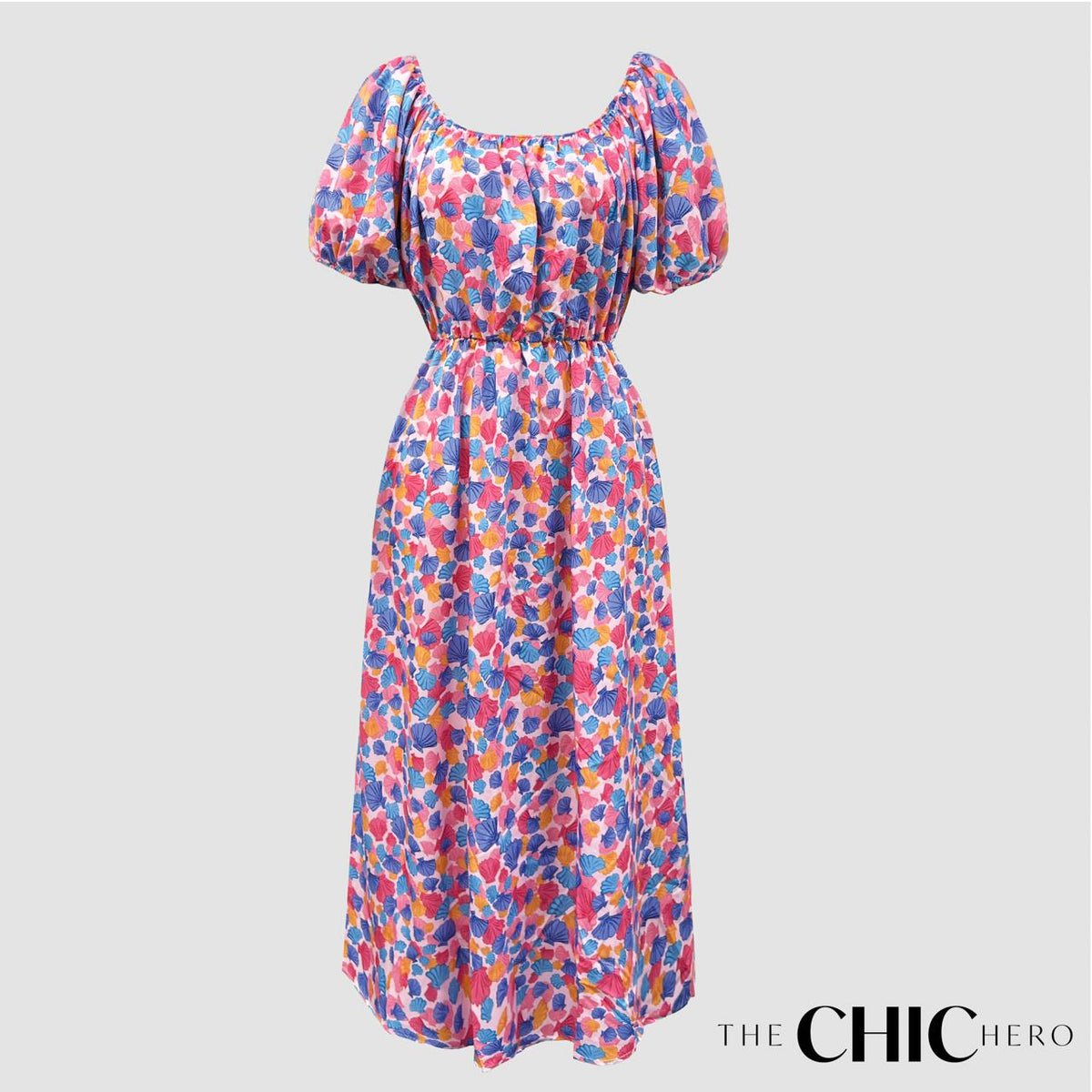 The ChicHero Long Sleeve Vintage Style Maxi Dress in Shell Print ...